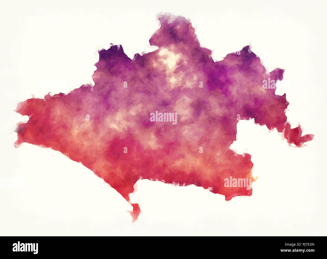 Dorset county map England UK watercolor in front of a white background ...