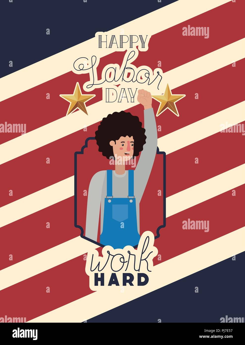 happy labor day card with mechanic and usa flag Stock Vector Image ...