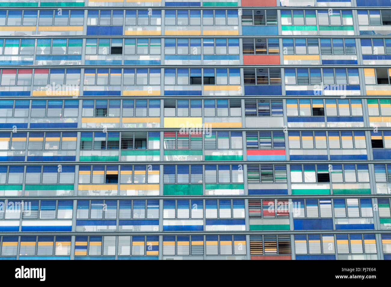 Architectural residential tower with colours on balconies Stock Photo ...