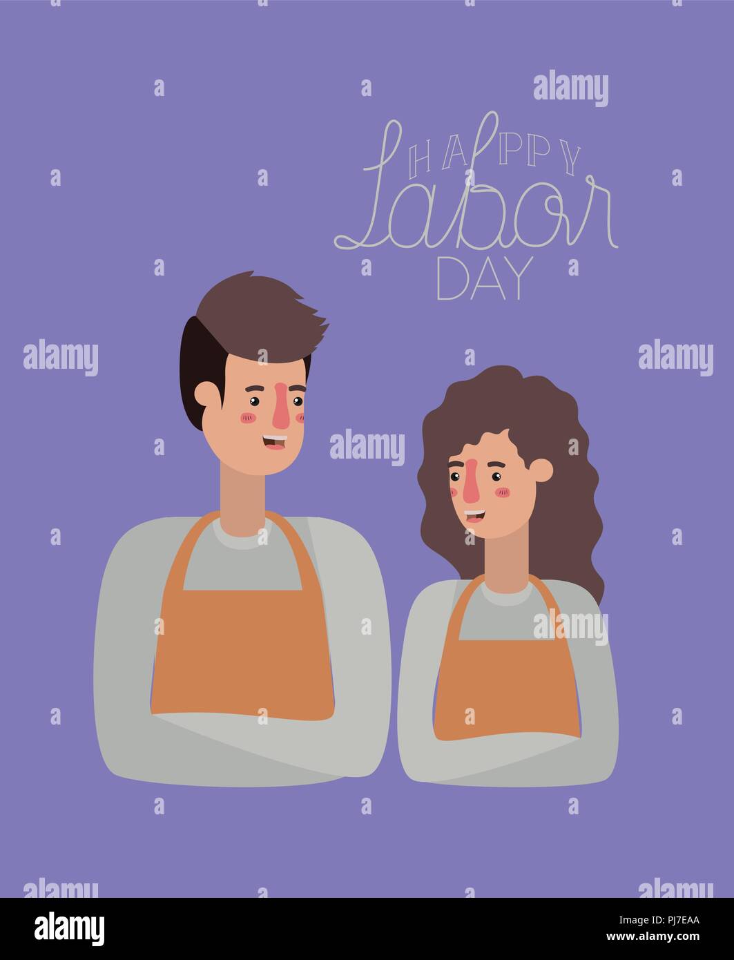 happy labor day card with workers couple Stock Vector Image & Art - Alamy