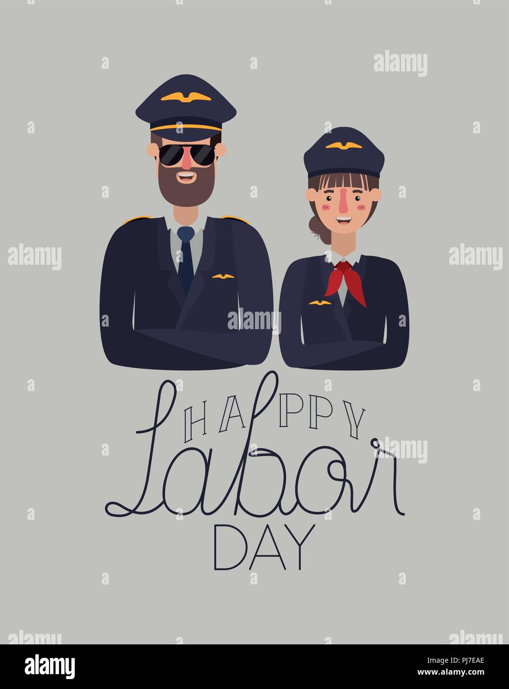 happy labor day card with workers couple Stock Vector Image & Art - Alamy