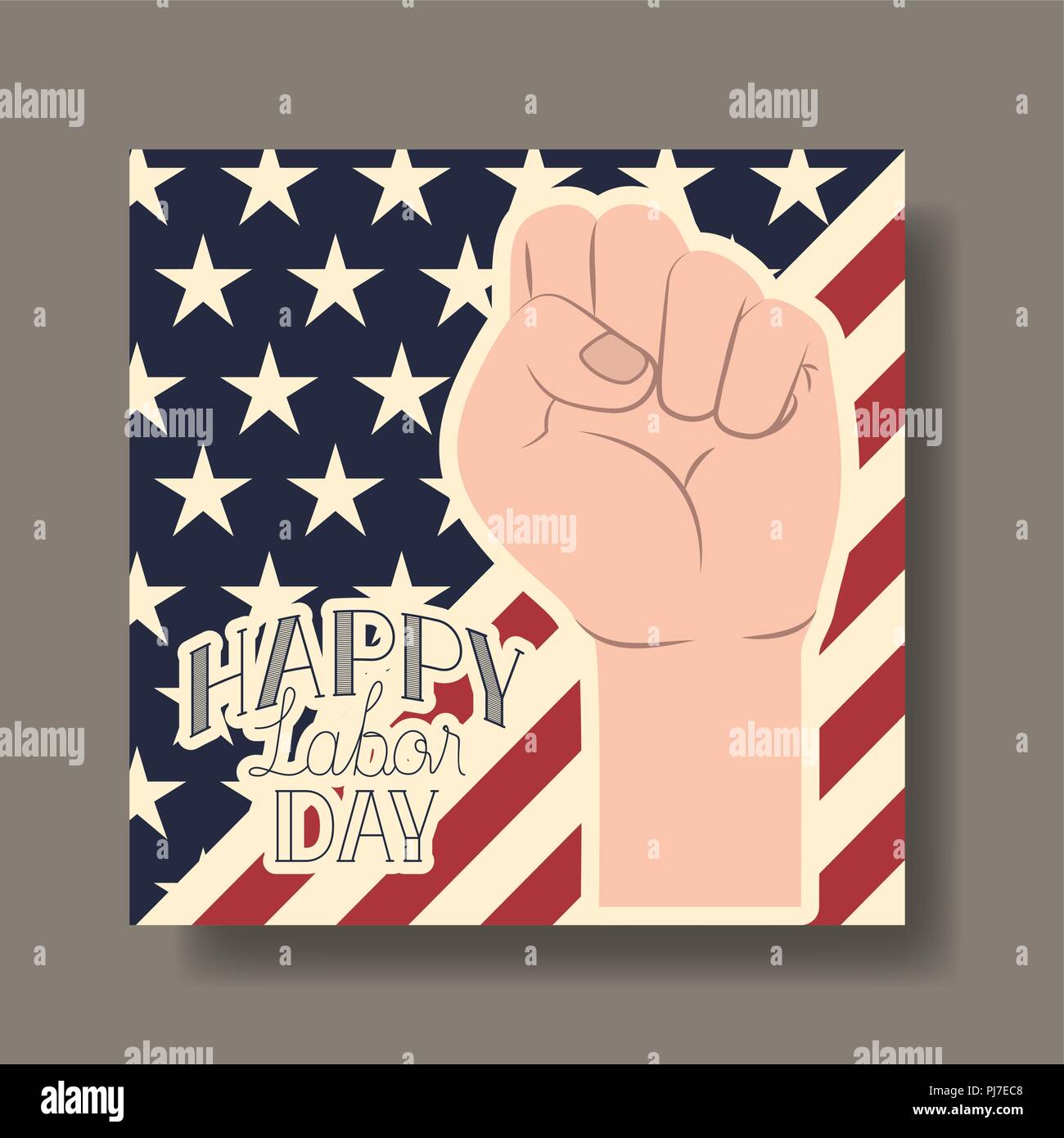 happy labor day card with hand fist and usa flag Stock Vector Image ...