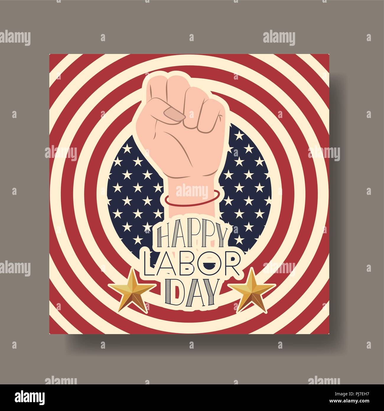 happy labor day card with hand fist and usa flag Stock Vector Image ...