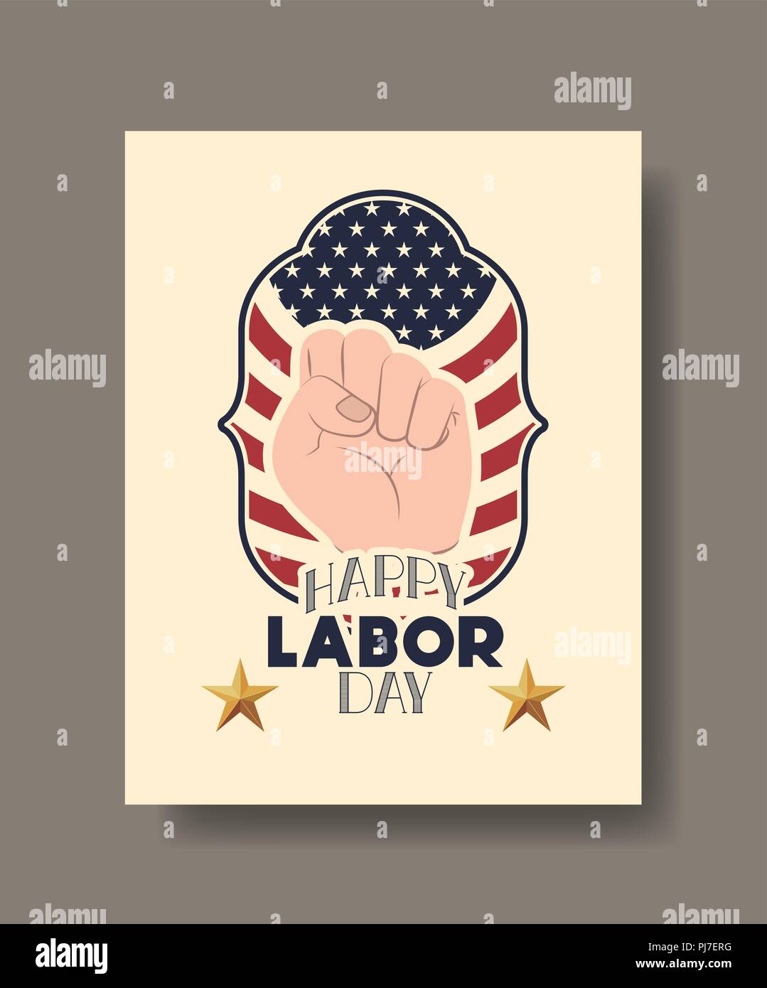 happy labor day card with hand fist and usa flag Stock Vector Image ...