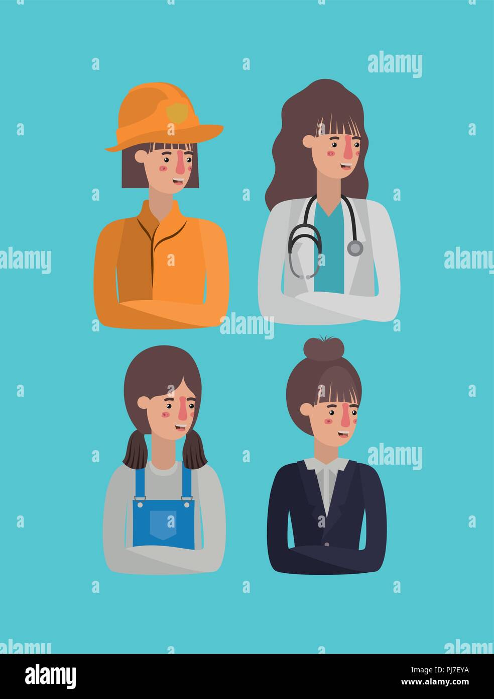 group of women workers avatars characters Stock Vector Image & Art - Alamy