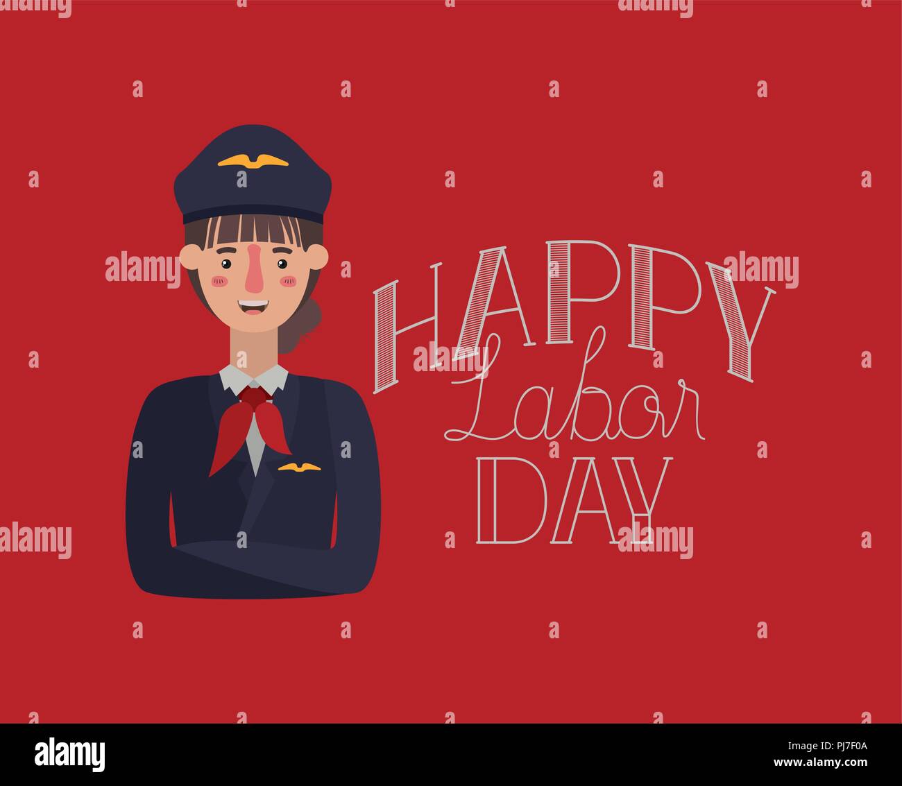 happy labor day card with woman pilot Stock Vector Image & Art - Alamy