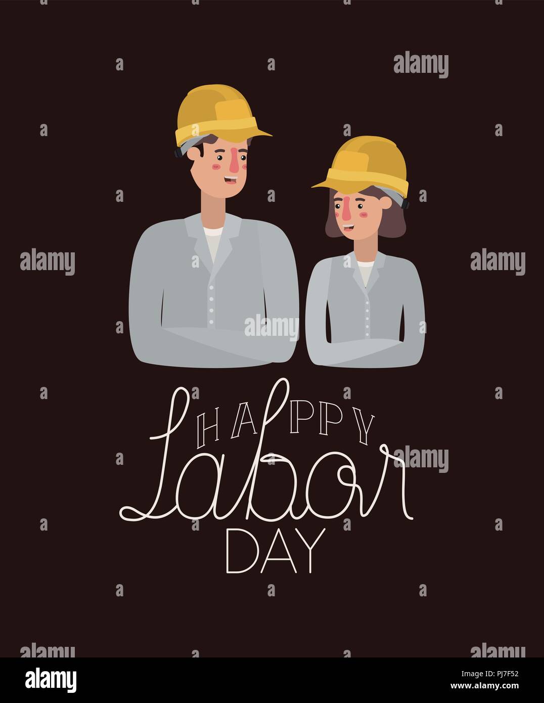 happy labor day card with workers couple Stock Vector Image & Art - Alamy