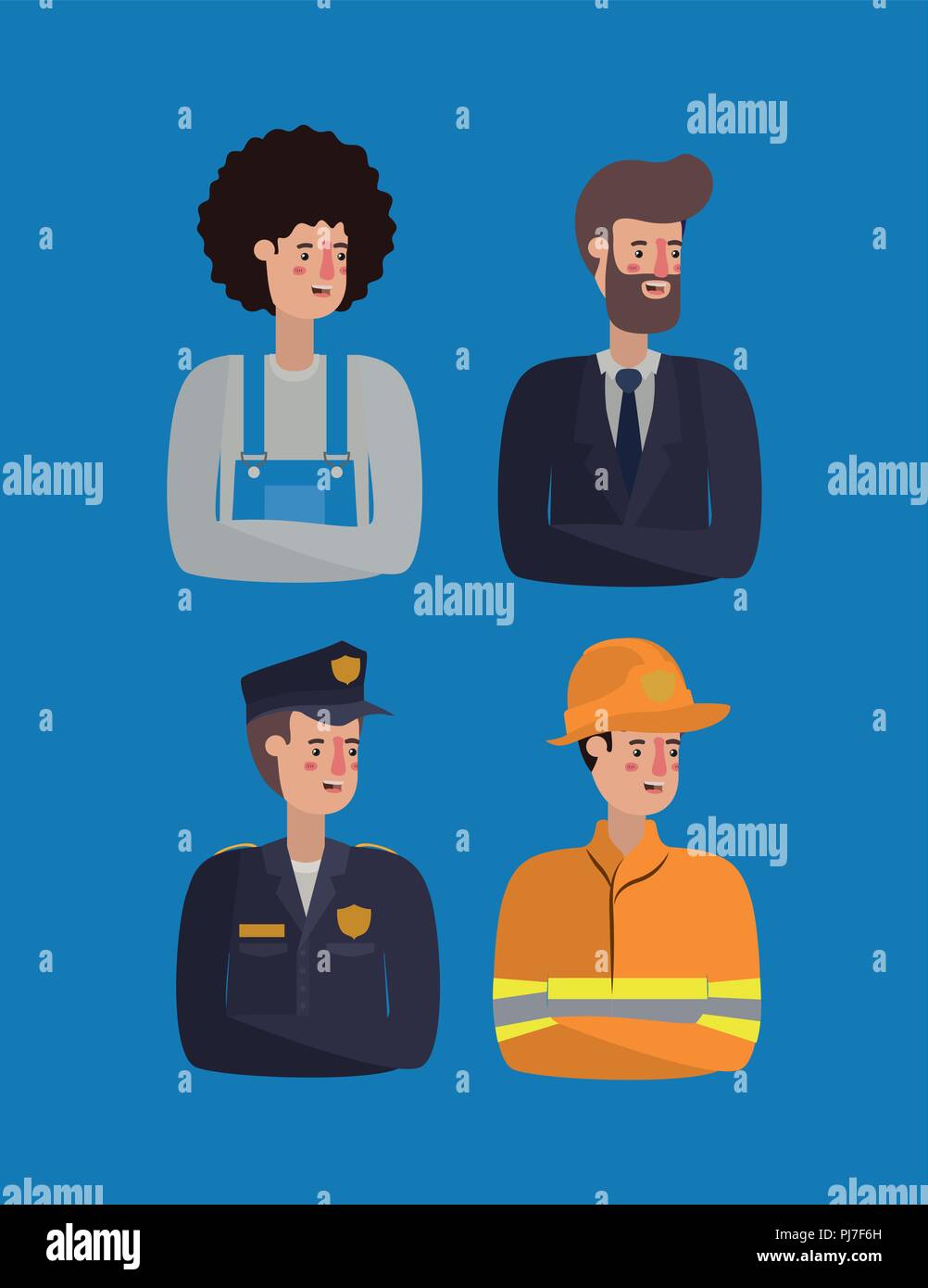 group of workers avatars characters Stock Vector Image & Art - Alamy
