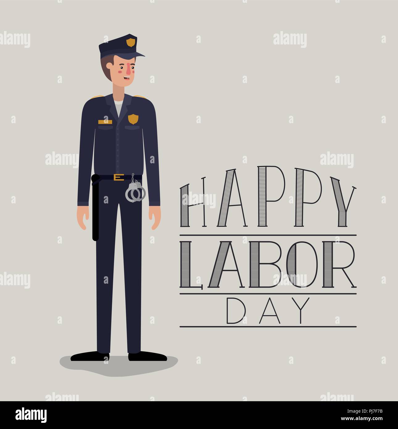 happy labor day card with police Stock Vector Image & Art - Alamy