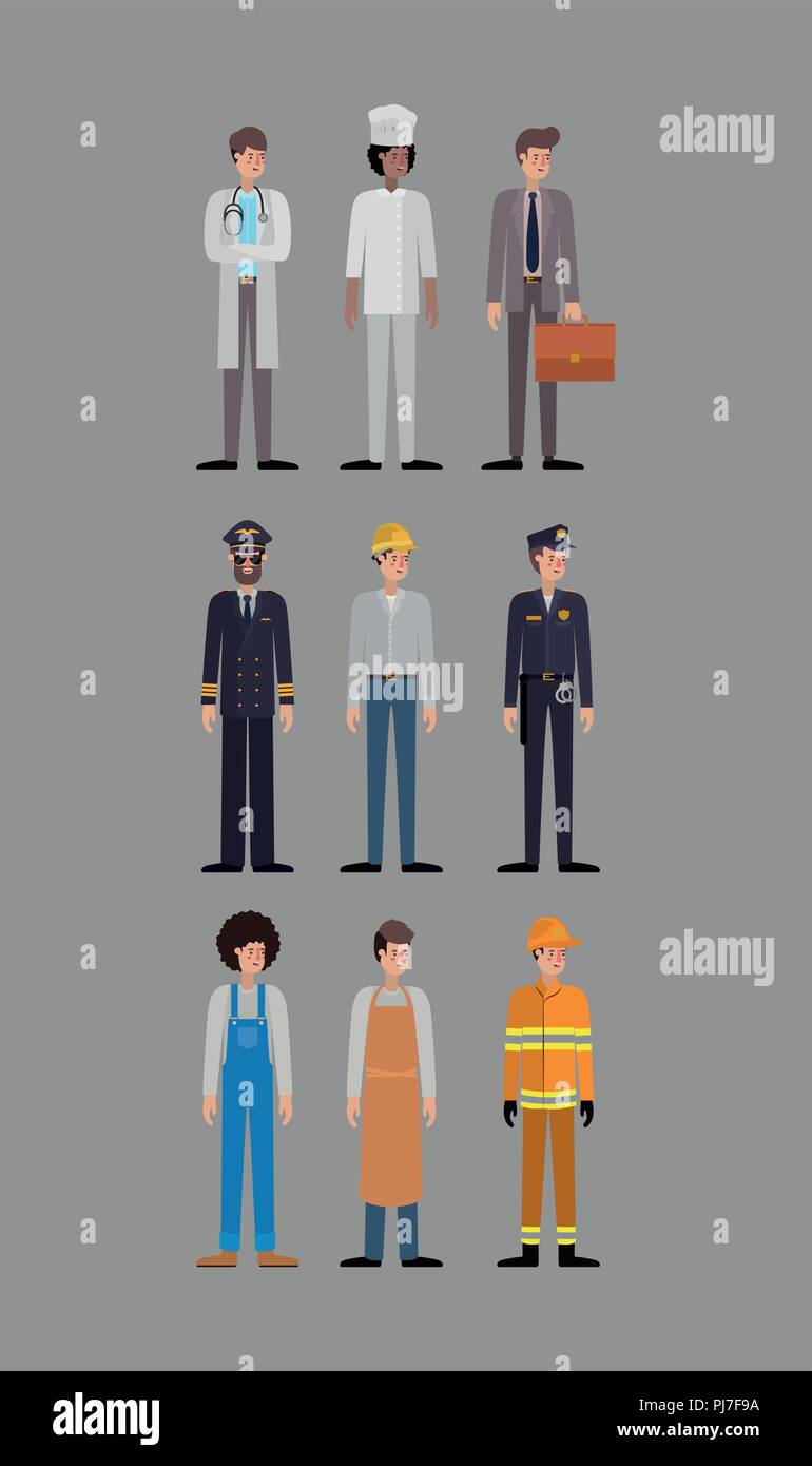 group of workers avatars characters Stock Vector Image & Art - Alamy