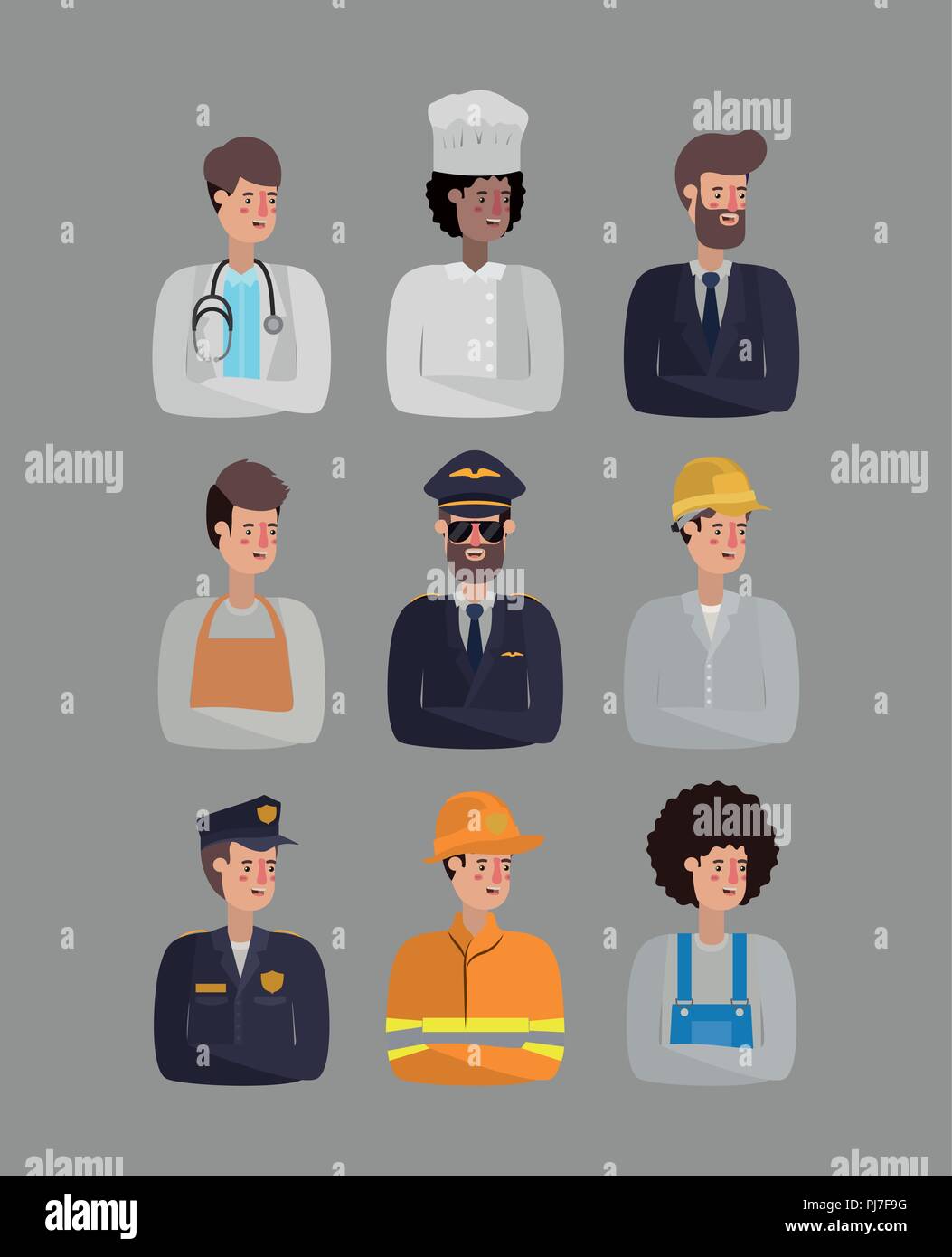 group of workers avatars characters Stock Vector Image & Art - Alamy