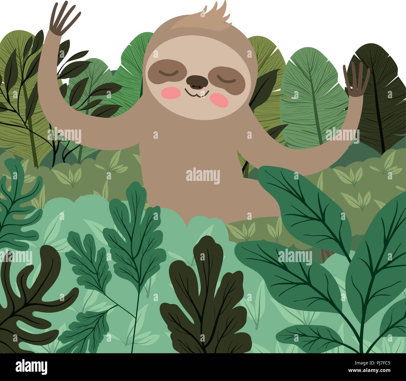 wild sloth in the jungle scene Stock Vector Image & Art - Alamy