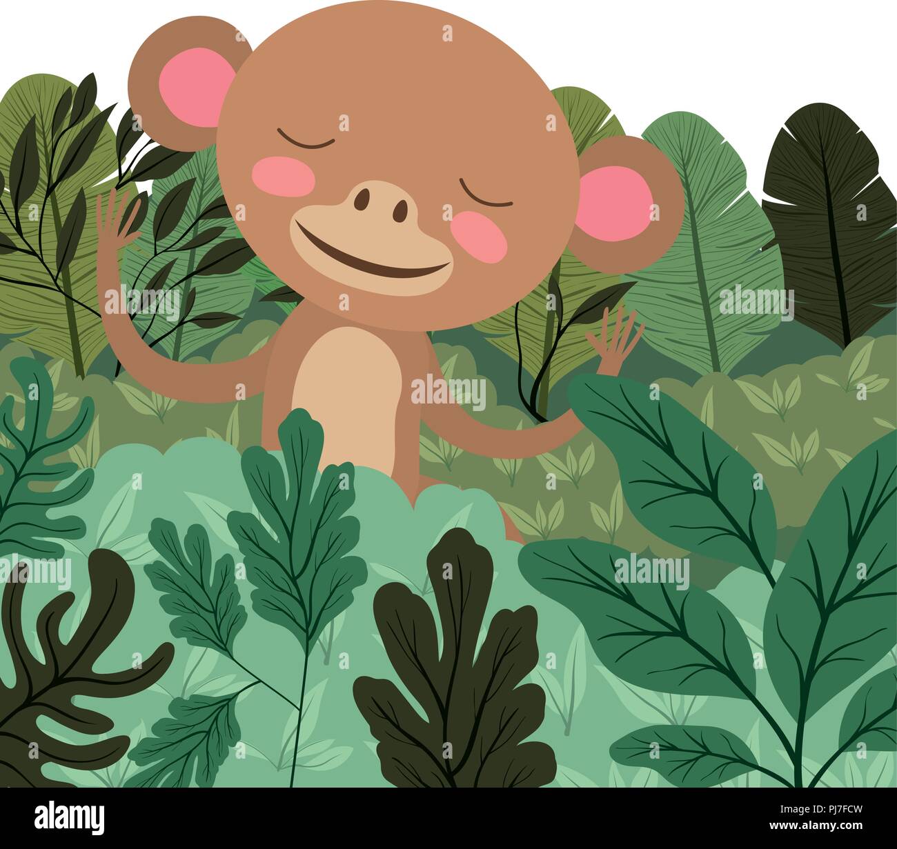 wild monkey in the jungle scene Stock Vector Image & Art - Alamy