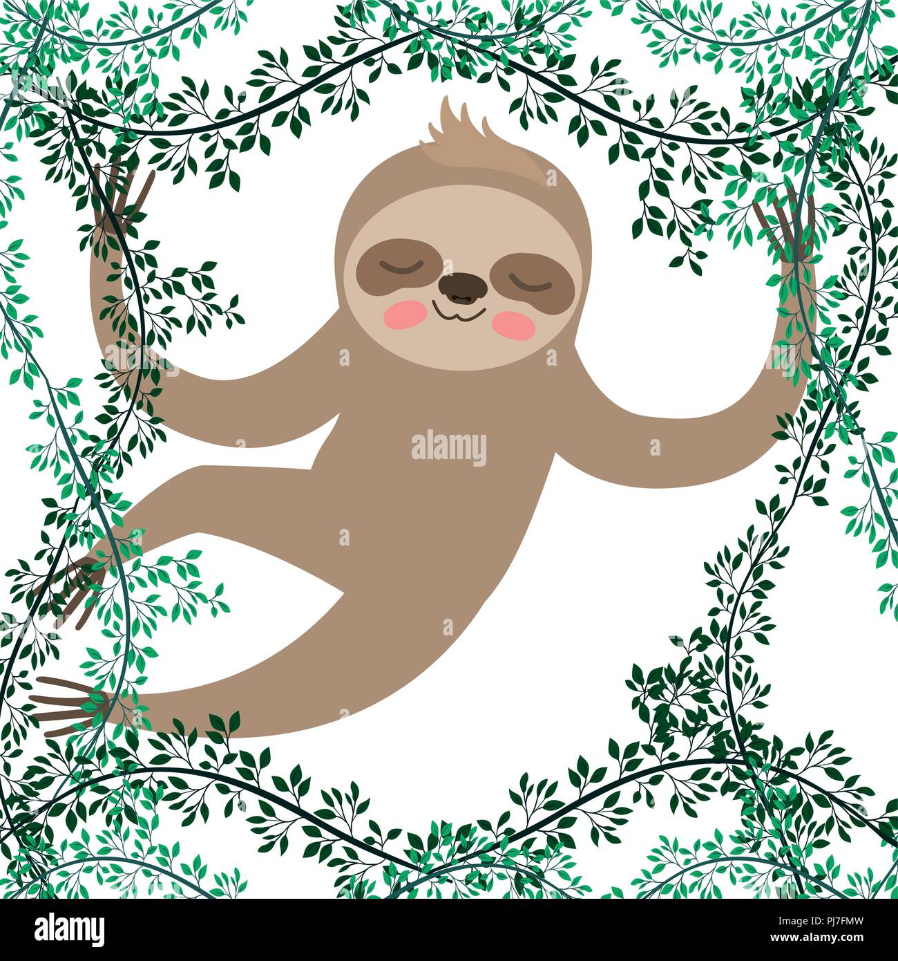 wild sloth in the jungle scene Stock Vector Image & Art - Alamy
