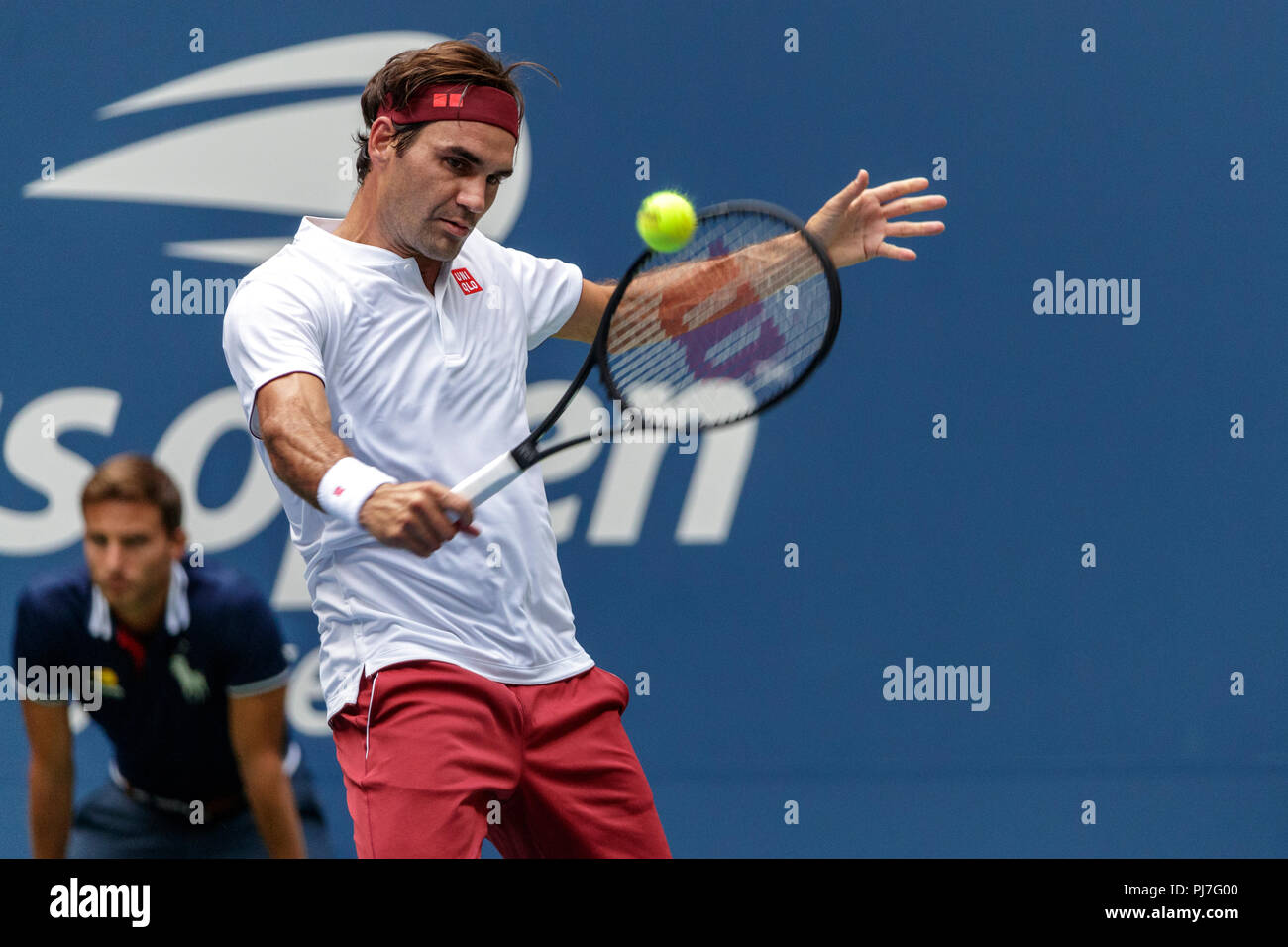 Roger Federer (SUI) competing at the 2018 US Open Tennis Stock Photo ...