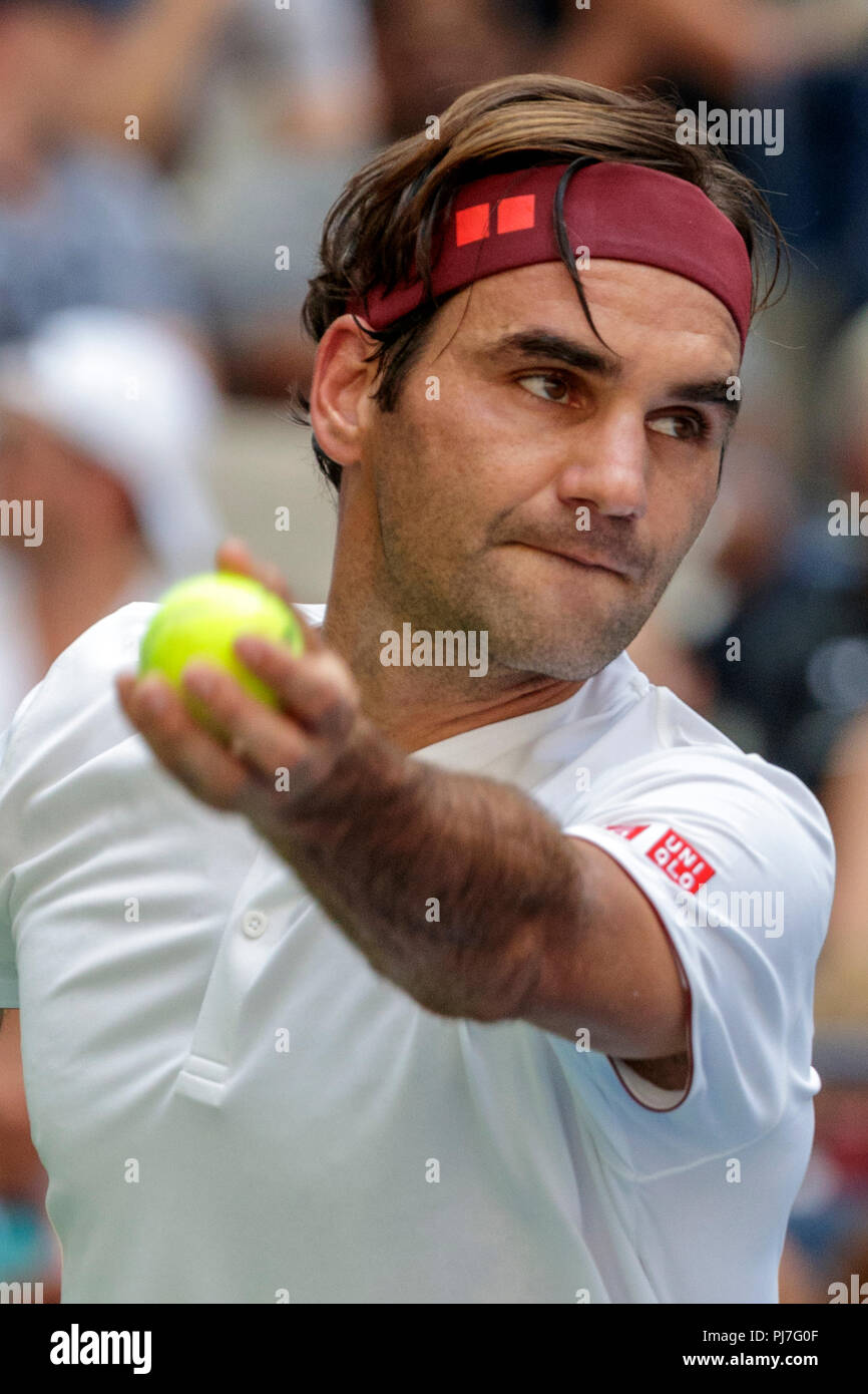 Roger Federer (SUI) competing at the 2018 US Open Tennis Stock Photo ...