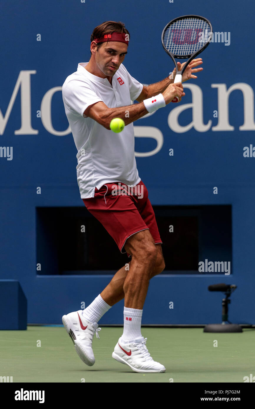 Roger Federer (SUI) competing at the 2018 US Open Tennis Stock Photo ...