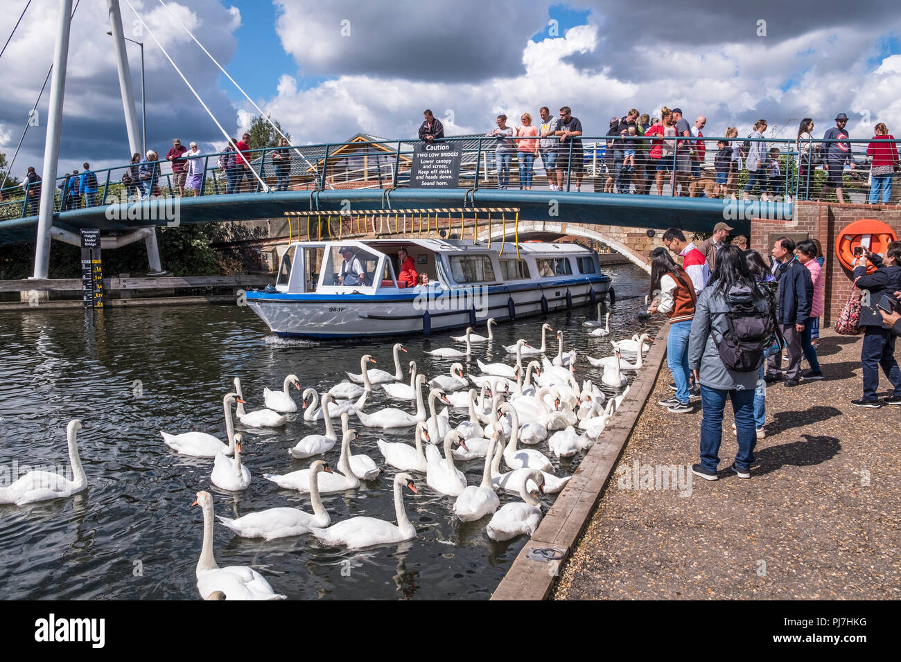 Wroxham bridge over the River Bure at Wroxham and Hoveton, Norfolk, UK ...