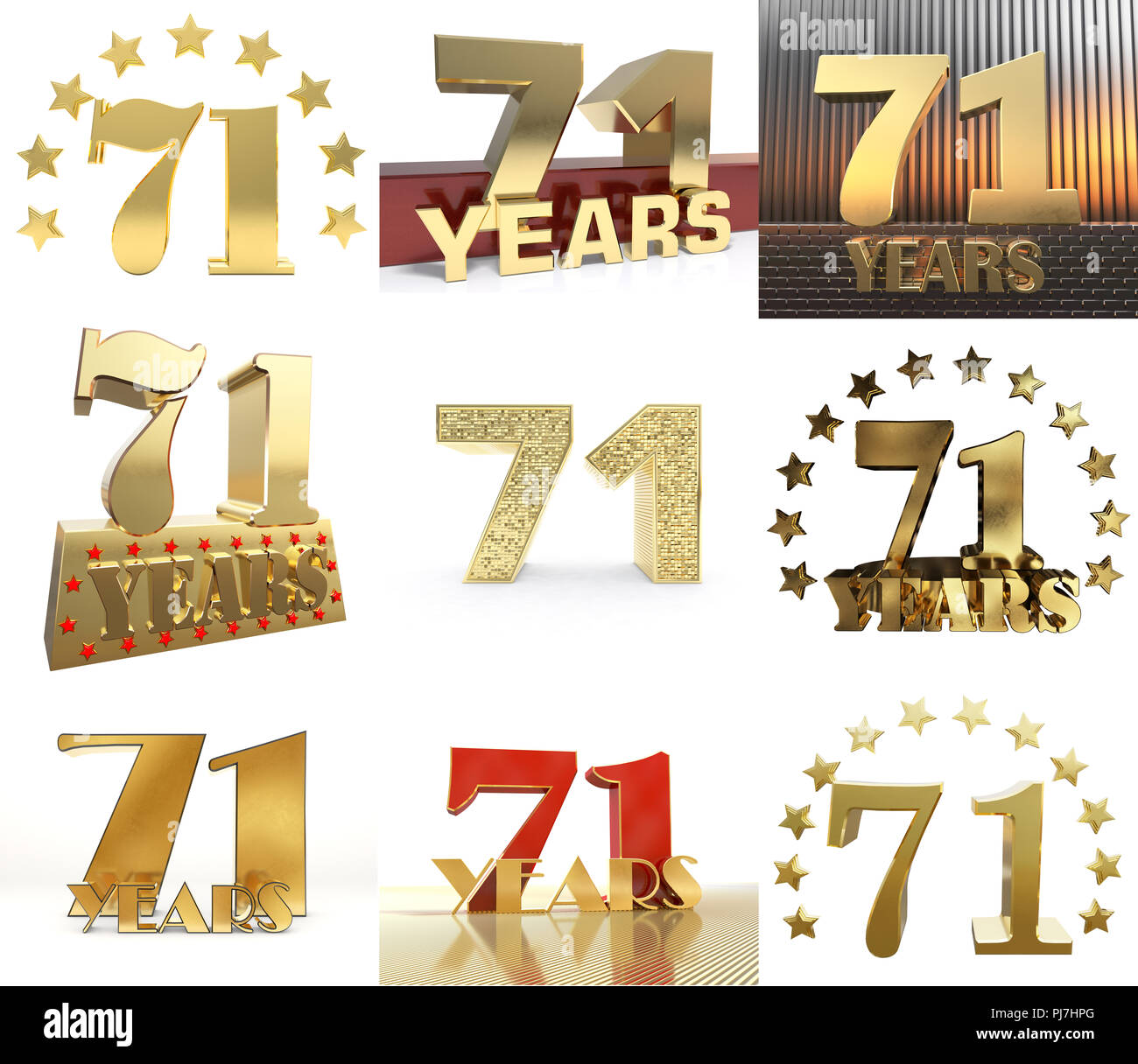 Set of number seventy one year (71 year) celebration design ...