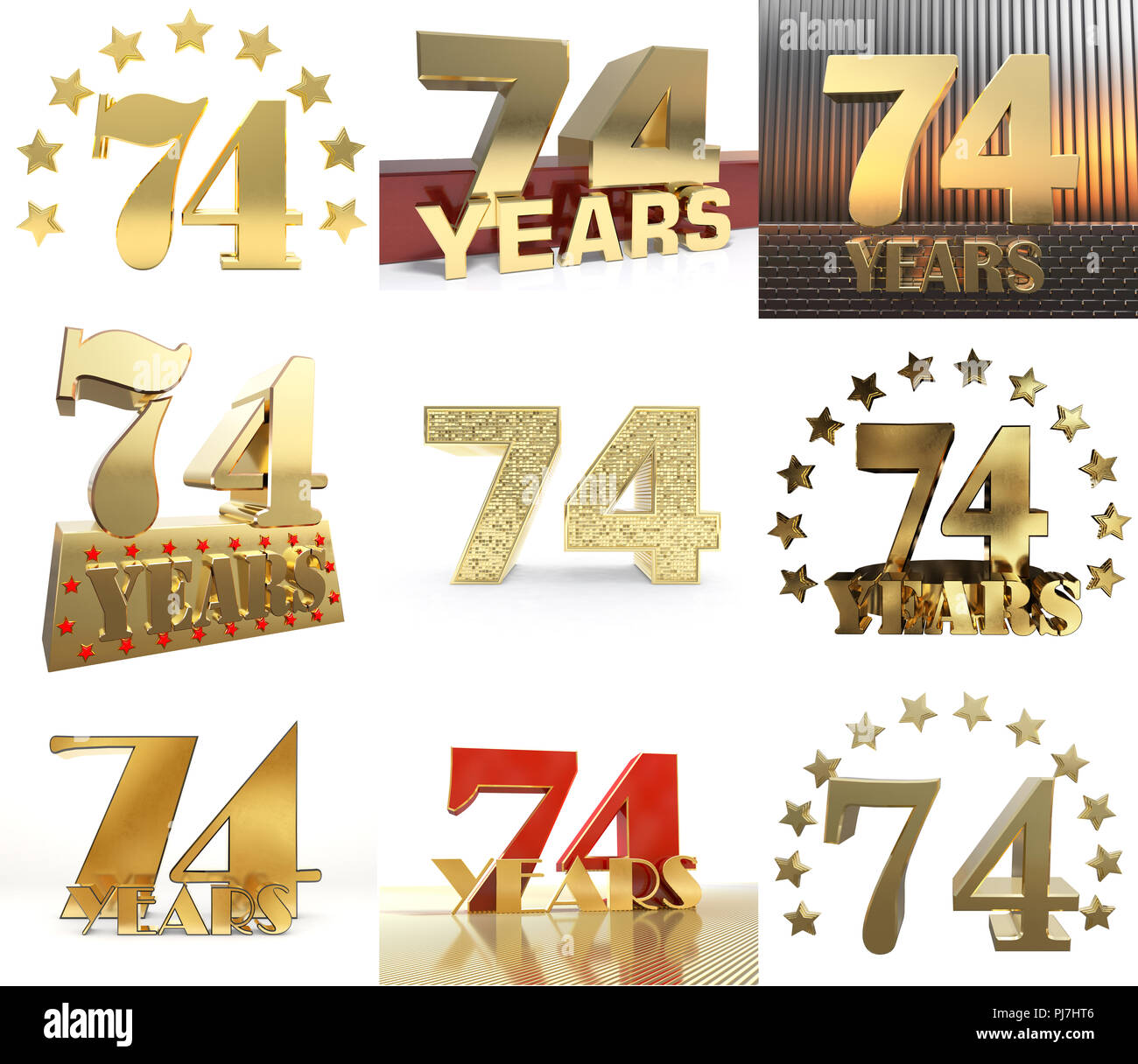 Set of number seventy four year (74 year) celebration design ...