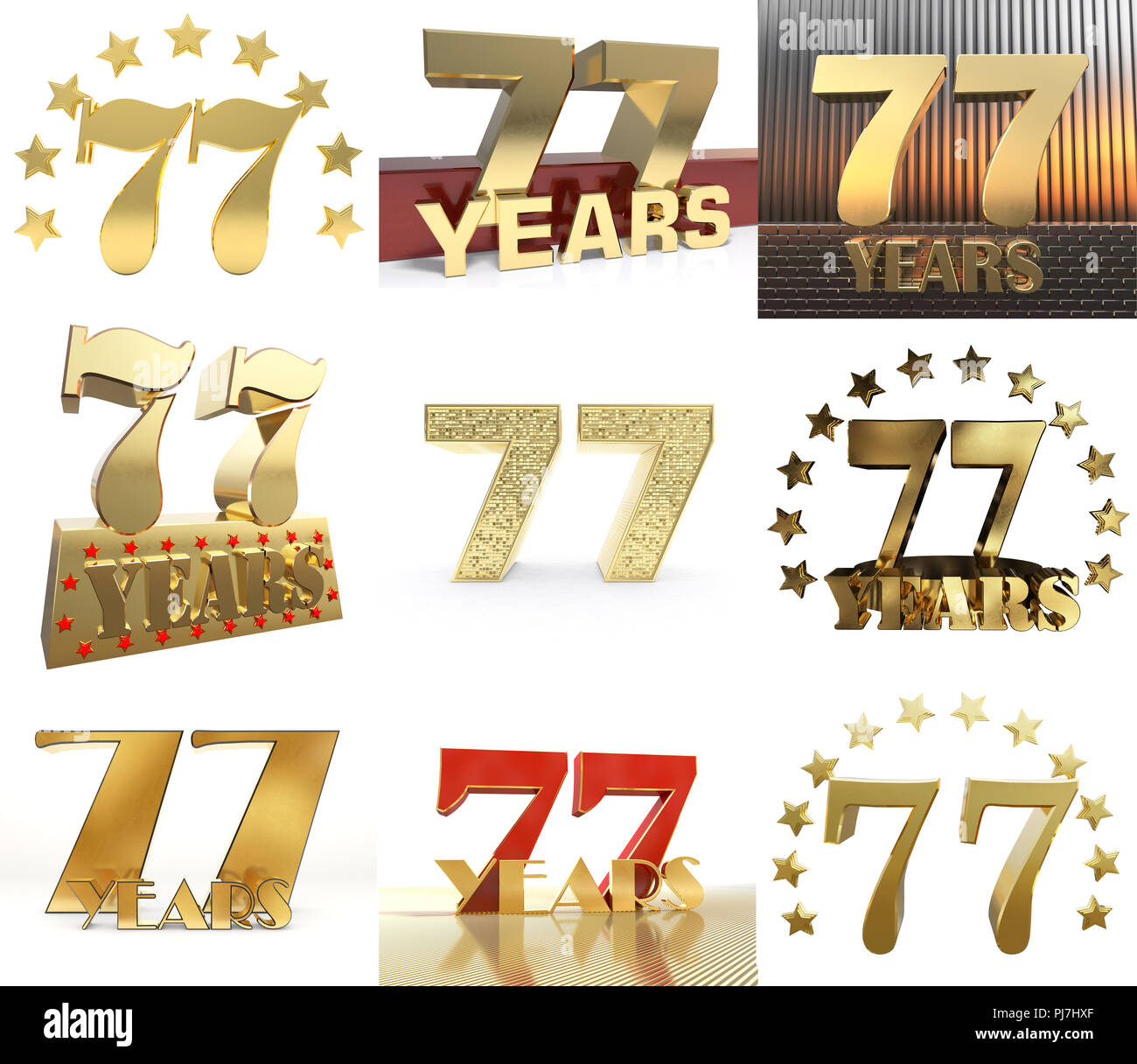 Set of number seventy seven year (77 year) celebration design ...