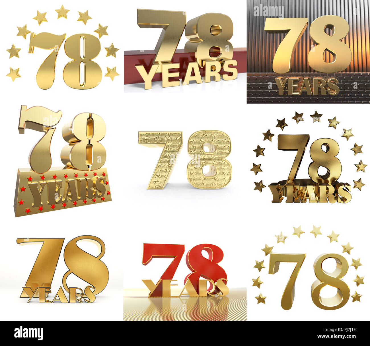 Set of number seventy eight year (78 year) celebration design ...