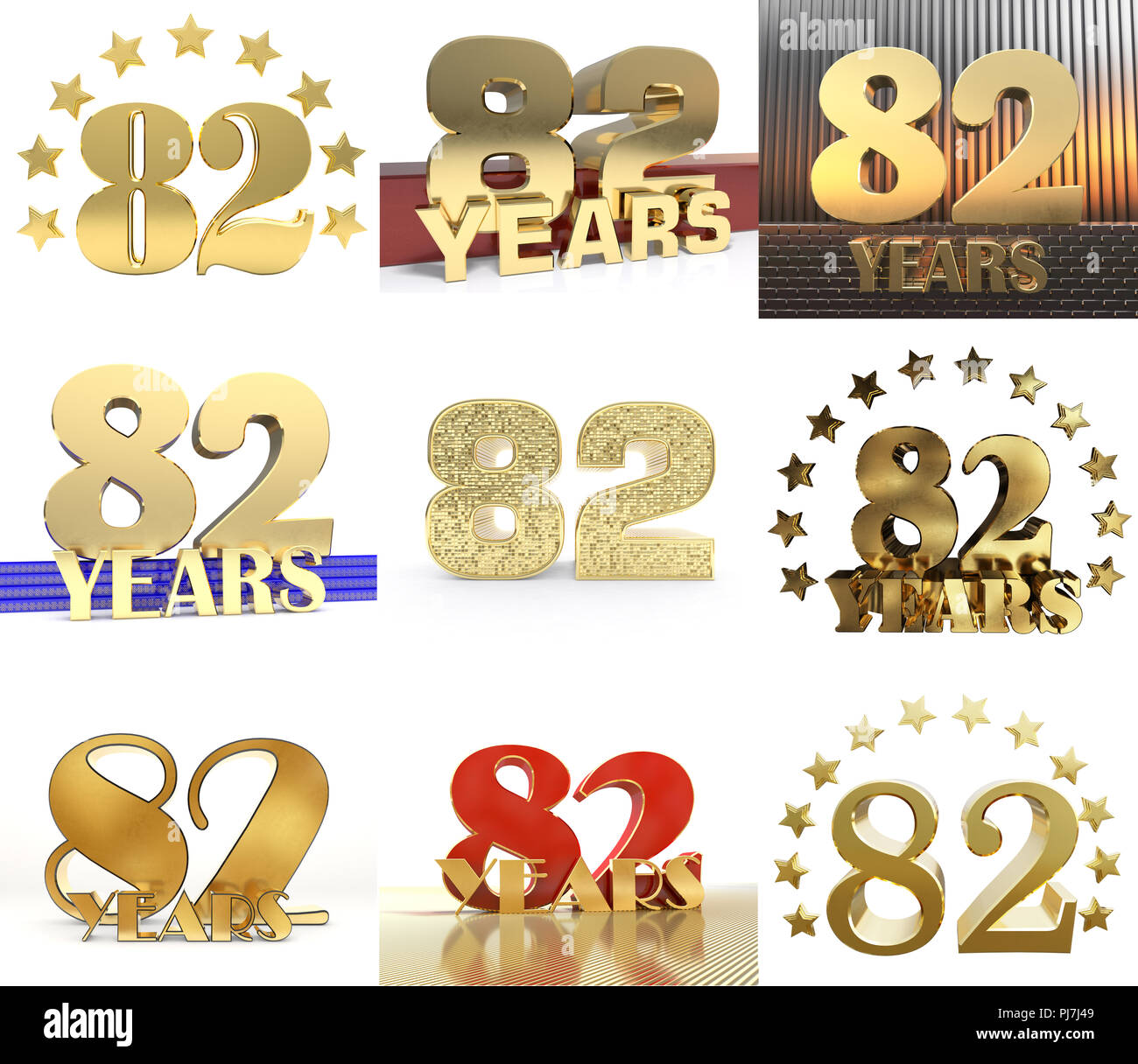 Set of number eighty two year (82 year) celebration design. Anniversary ...