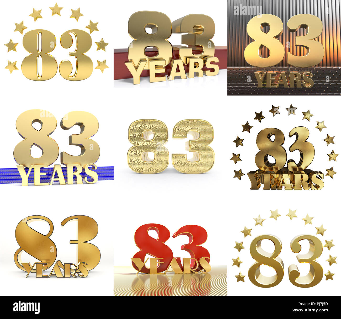 Set of number eighty three year (83 year) celebration design ...