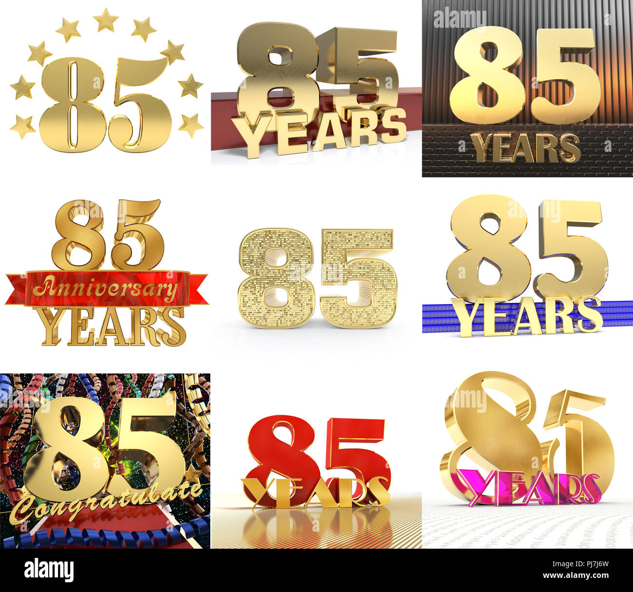Set of number eighty five year (85 year) celebration design ...