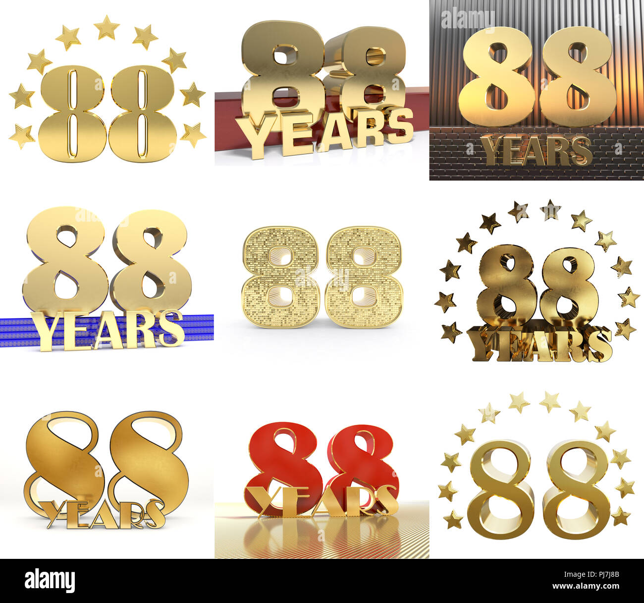 Set of number eighty eight year (88 year) celebration design ...