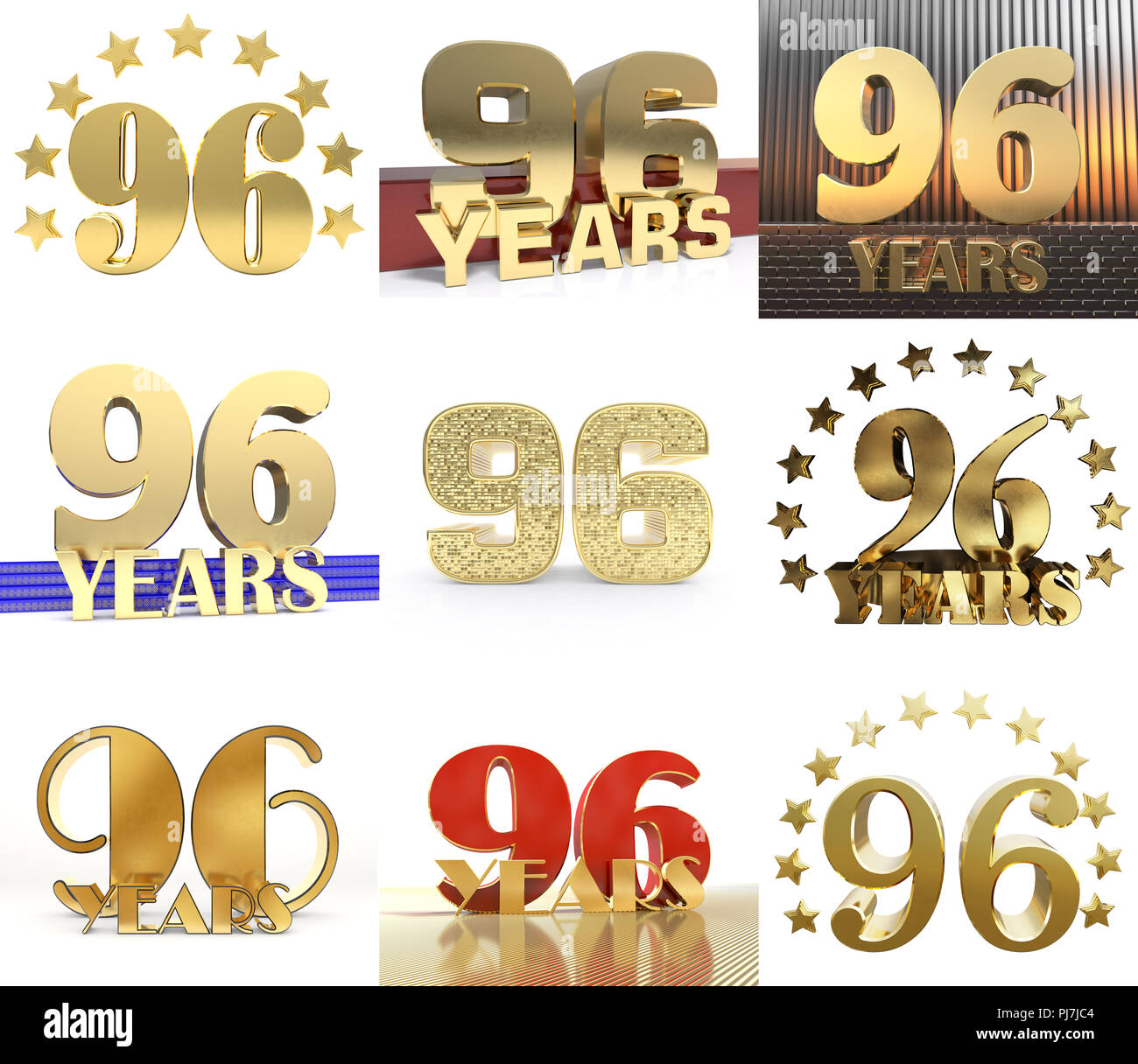 Set of number ninety six year (96 year) celebration design. Anniversary ...