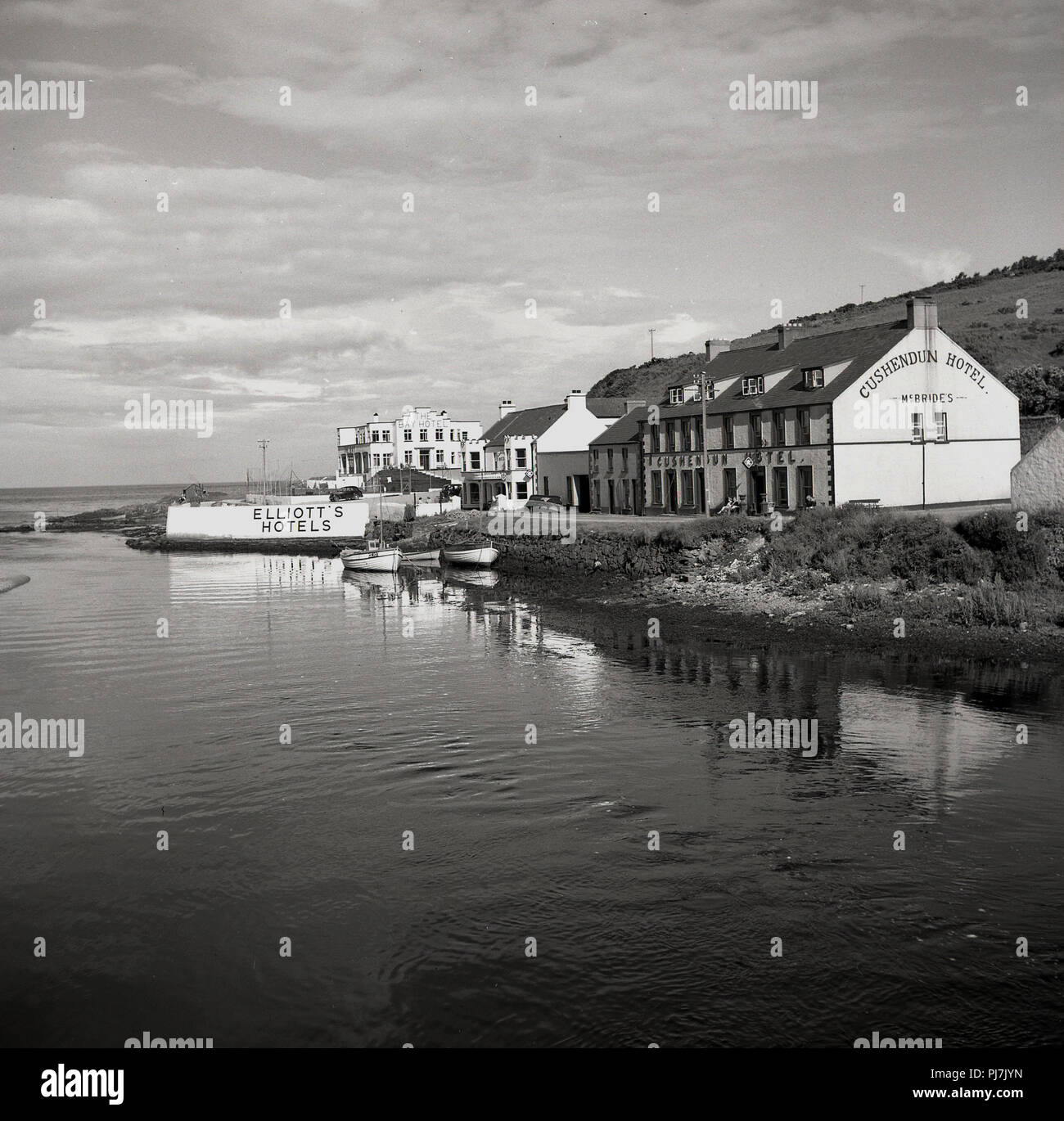 1950s, picture shows the Cushendun Hotel at the harbour, Cushendun, Co ...