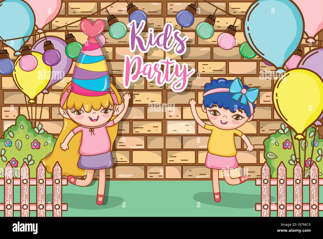 Girl on party cartoons Stock Vector Image & Art - Alamy