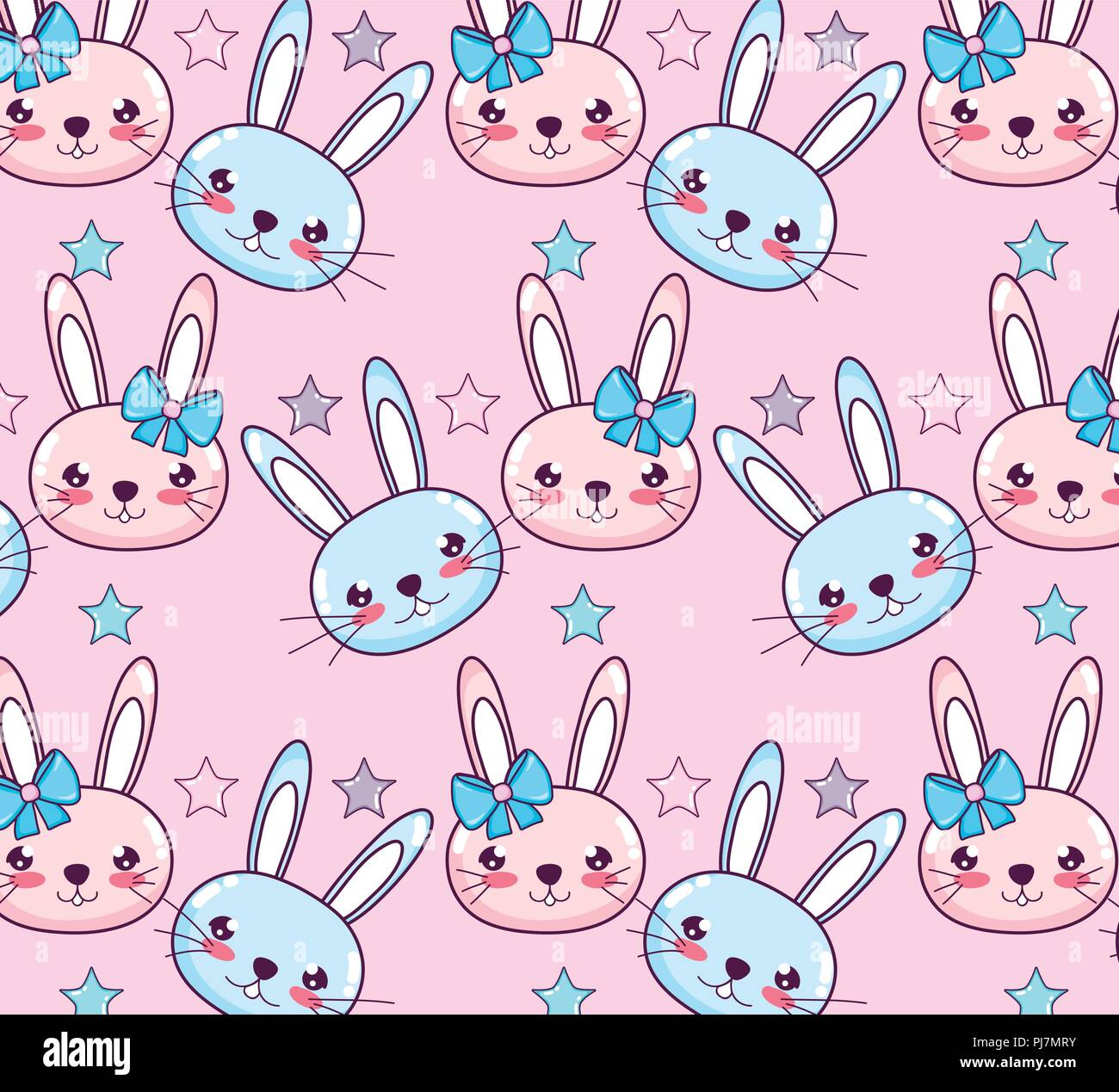 Kawaii rabbits background Stock Vector Image & Art - Alamy