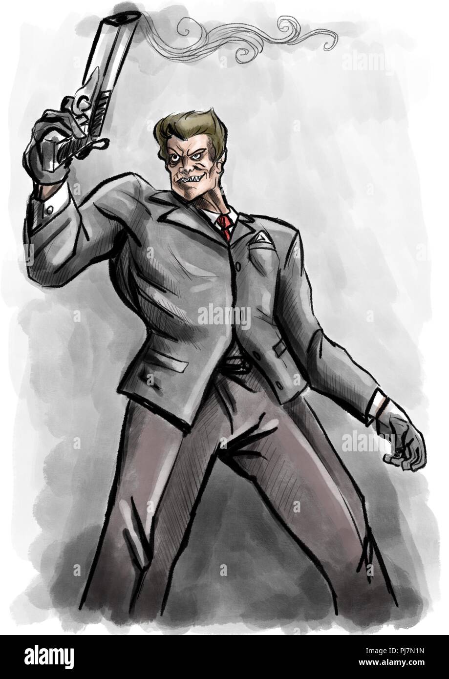 gangster or hitman illustration Stock Photo - Alamy