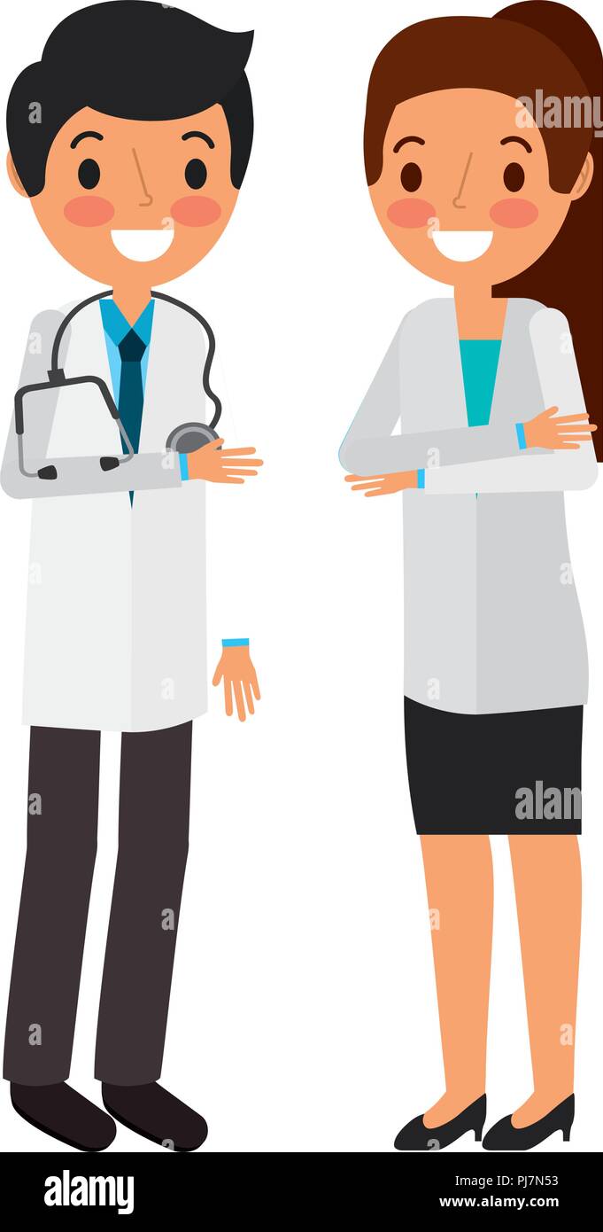 couple doctors characters icon vector illustration design Stock Vector ...