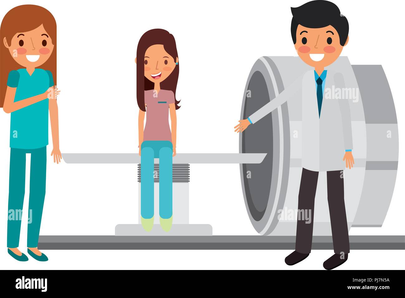 staff medical with patient and rx scanner vector illustration design ...