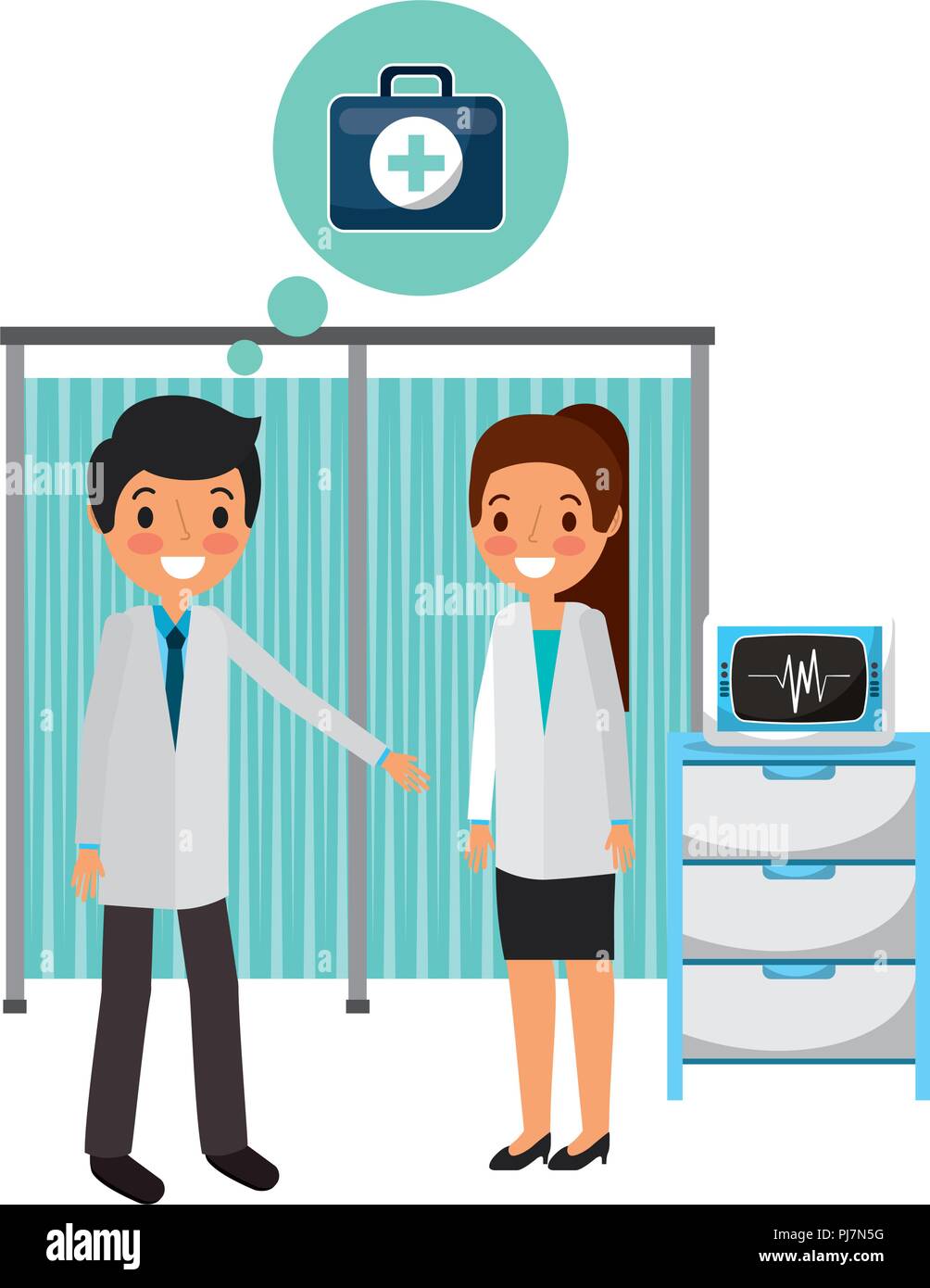 couple doctors in the hospital vector illustration design Stock Vector ...