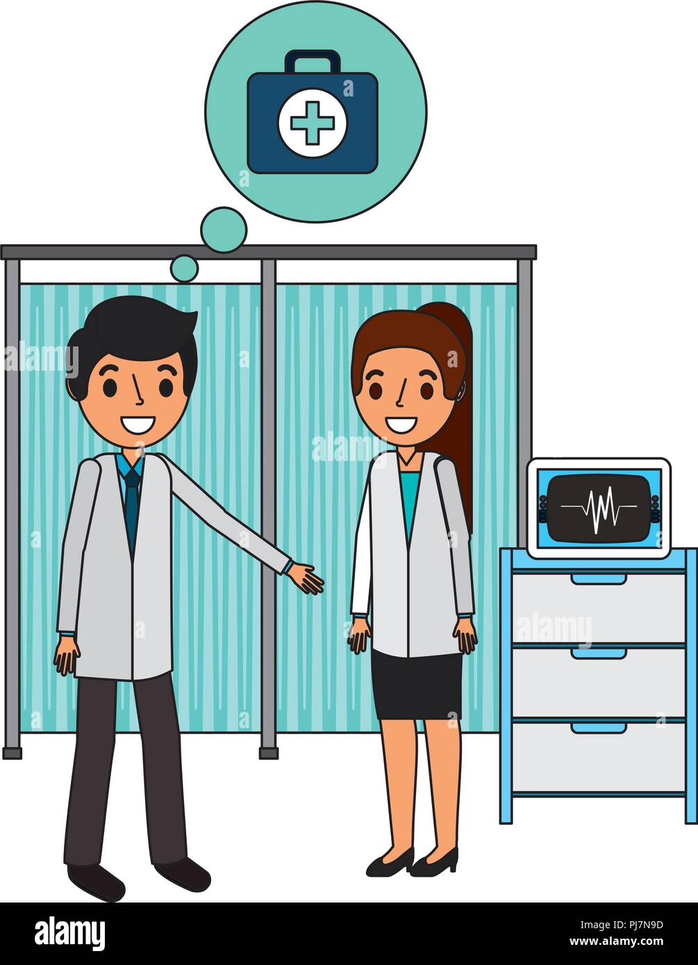 couple doctors in the hospital vector illustration design Stock Vector ...