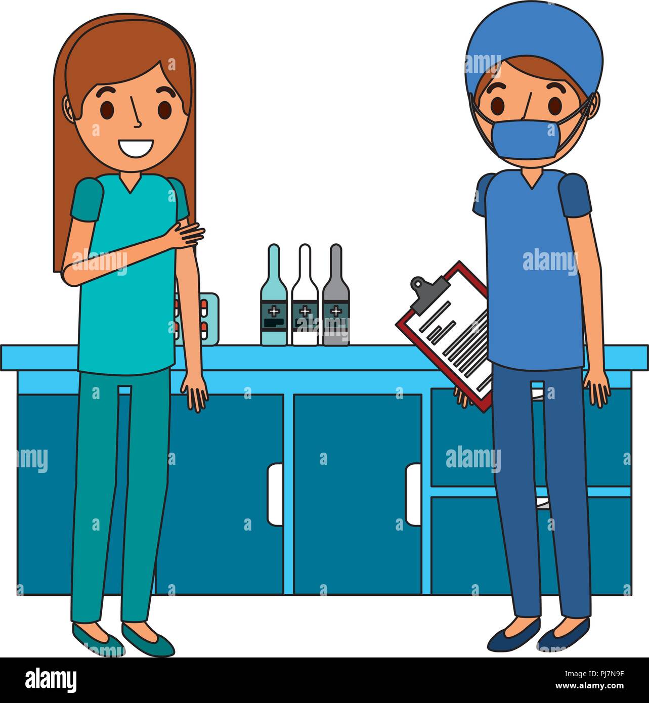 couple doctors in the laboratory vector illustration design Stock ...