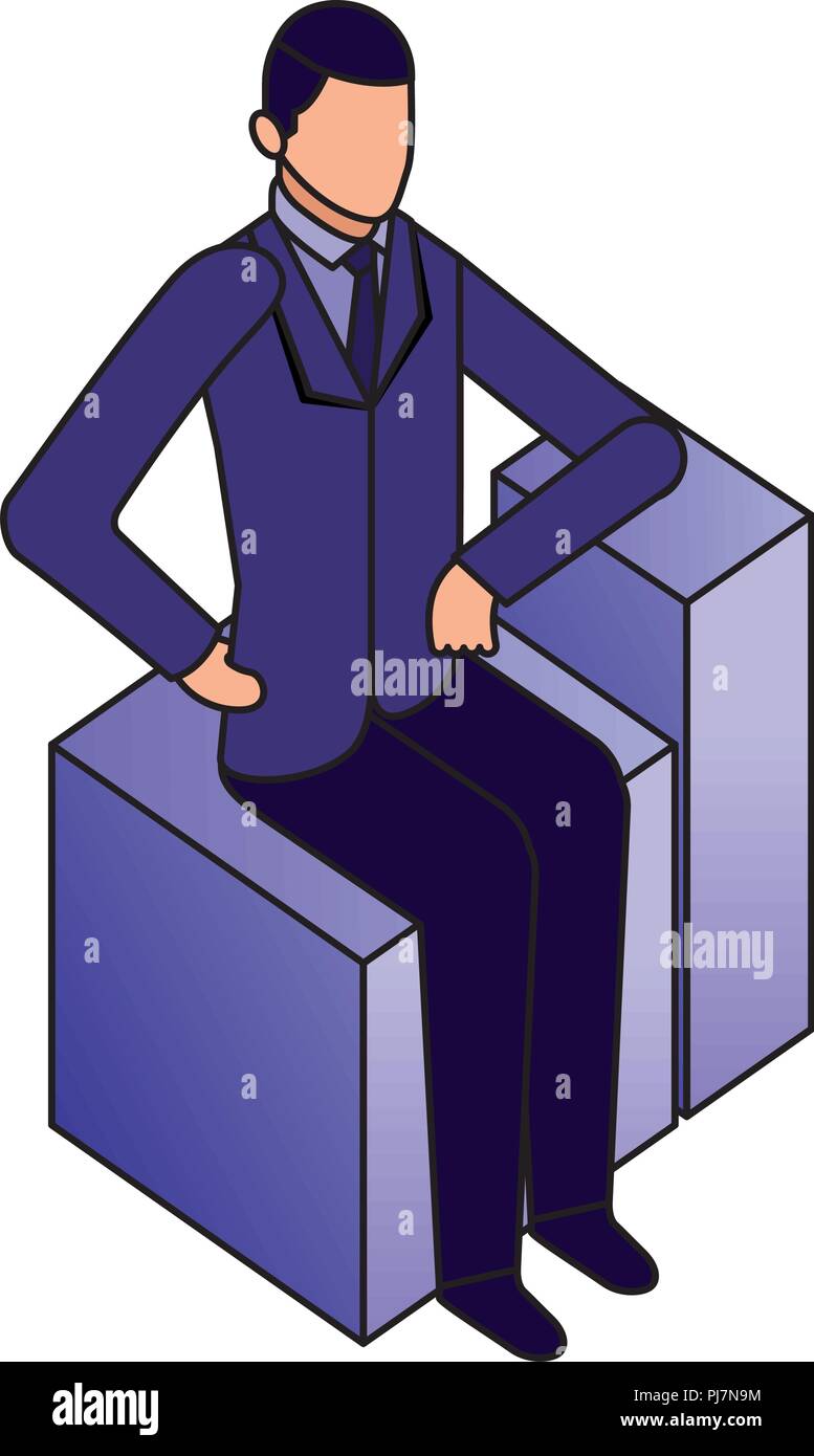 elegant businessman sitting character vector illustration design Stock ...