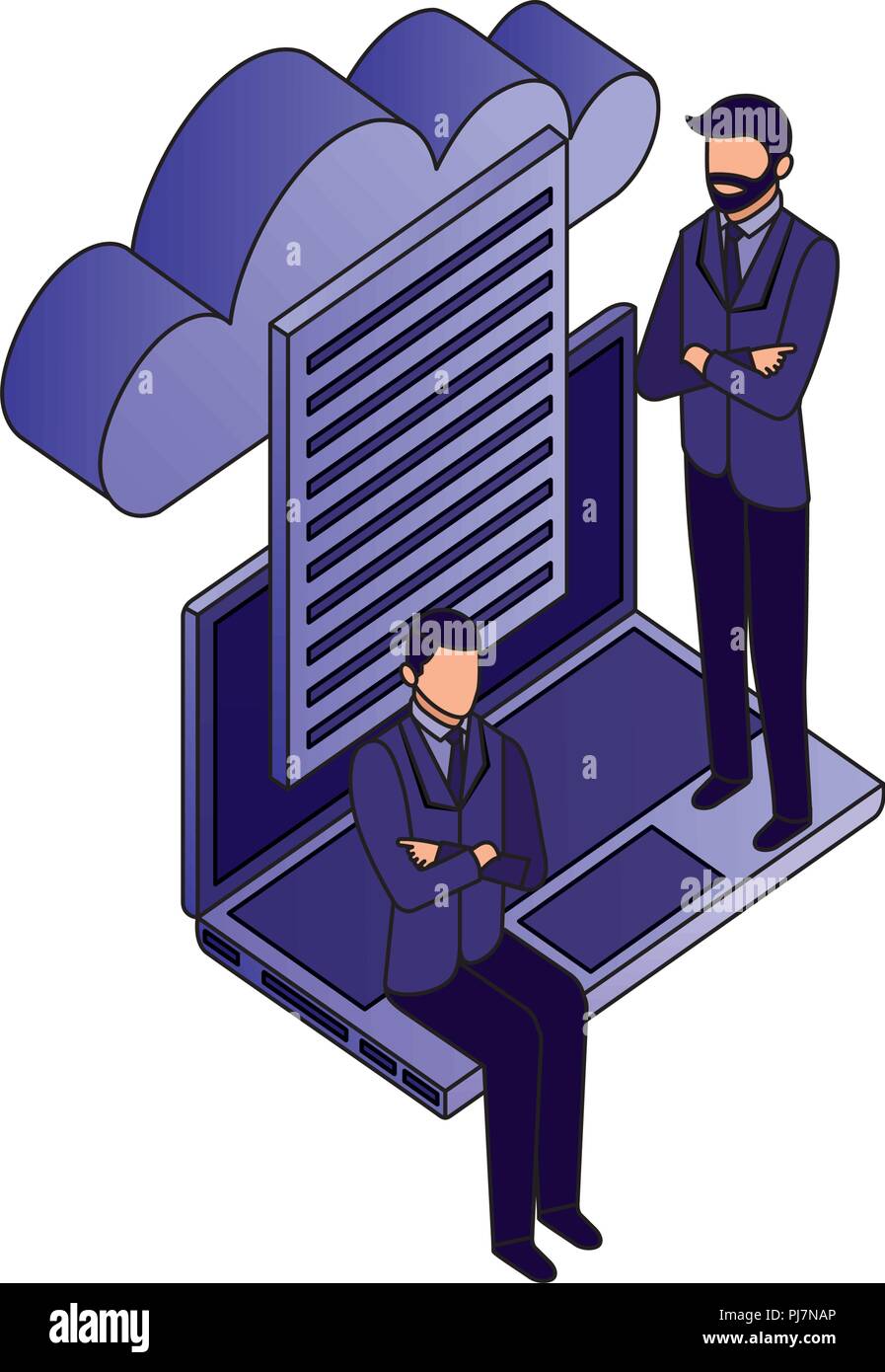 businessmen teamwork with laptop and cloud computing vector illustration design Stock Vector ...