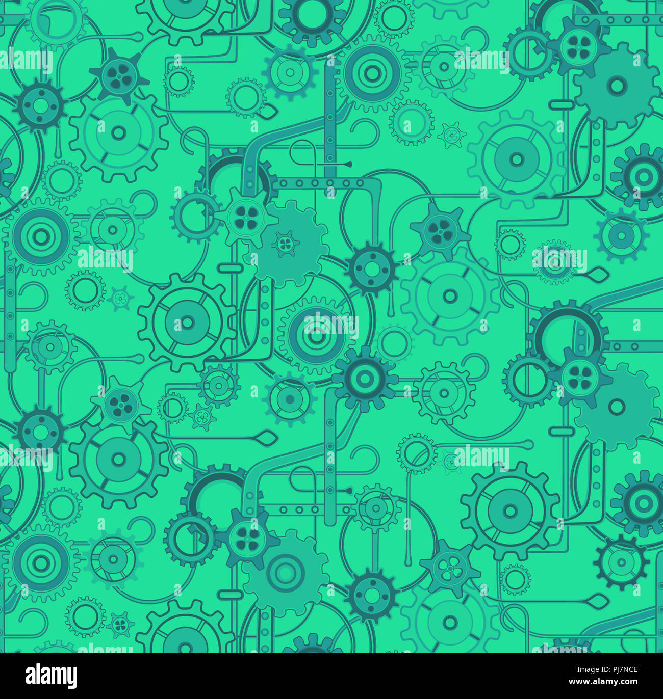 Mechanical seamless vector background pattern . Green color Stock Photo ...
