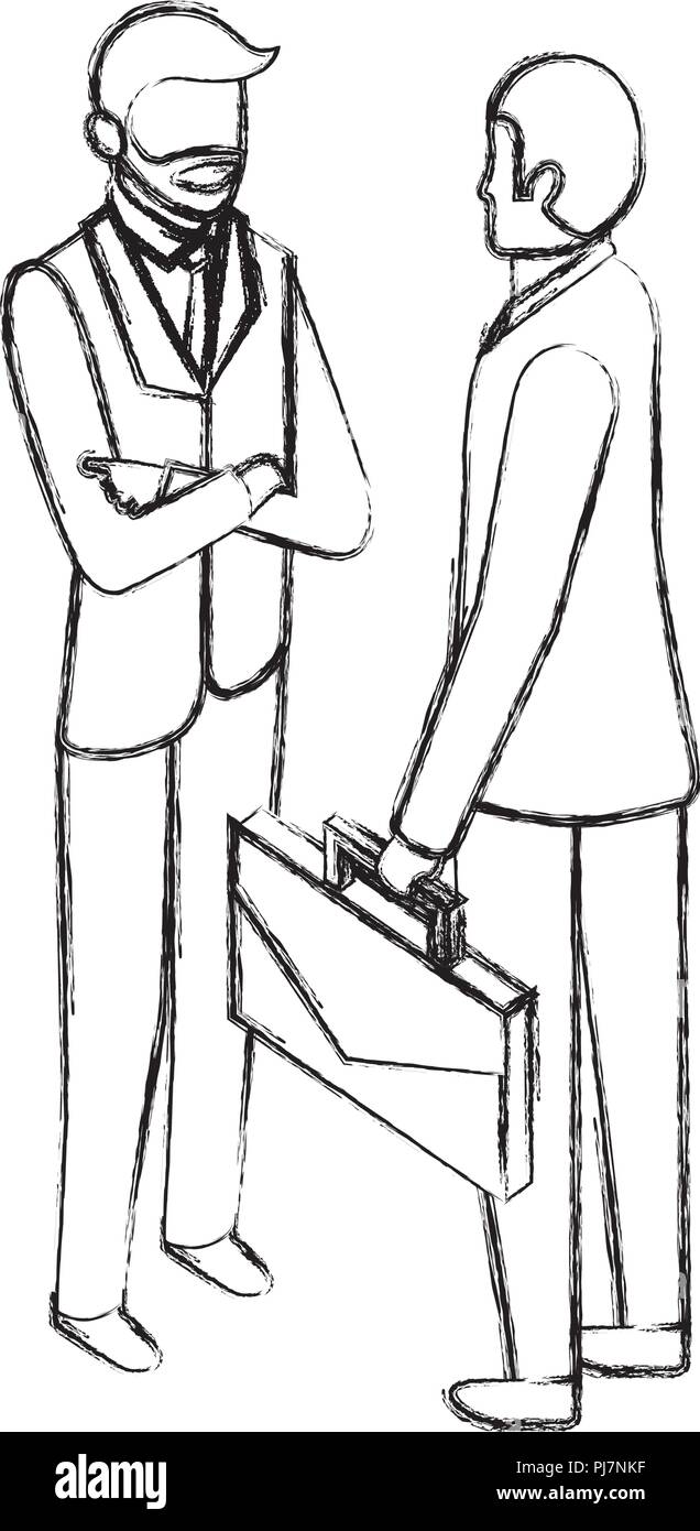 businessmen with briefcase talking business conversation vector ...