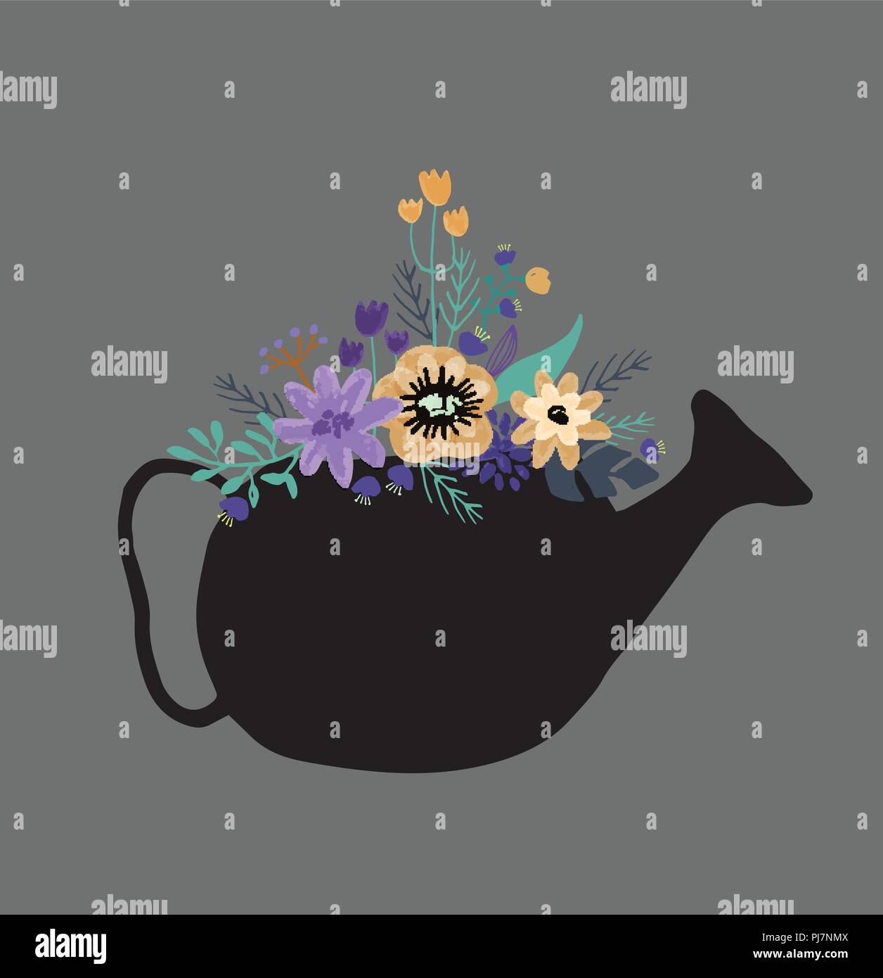 Hand drawn cute floral logo template Stock Vector Image & Art - Alamy