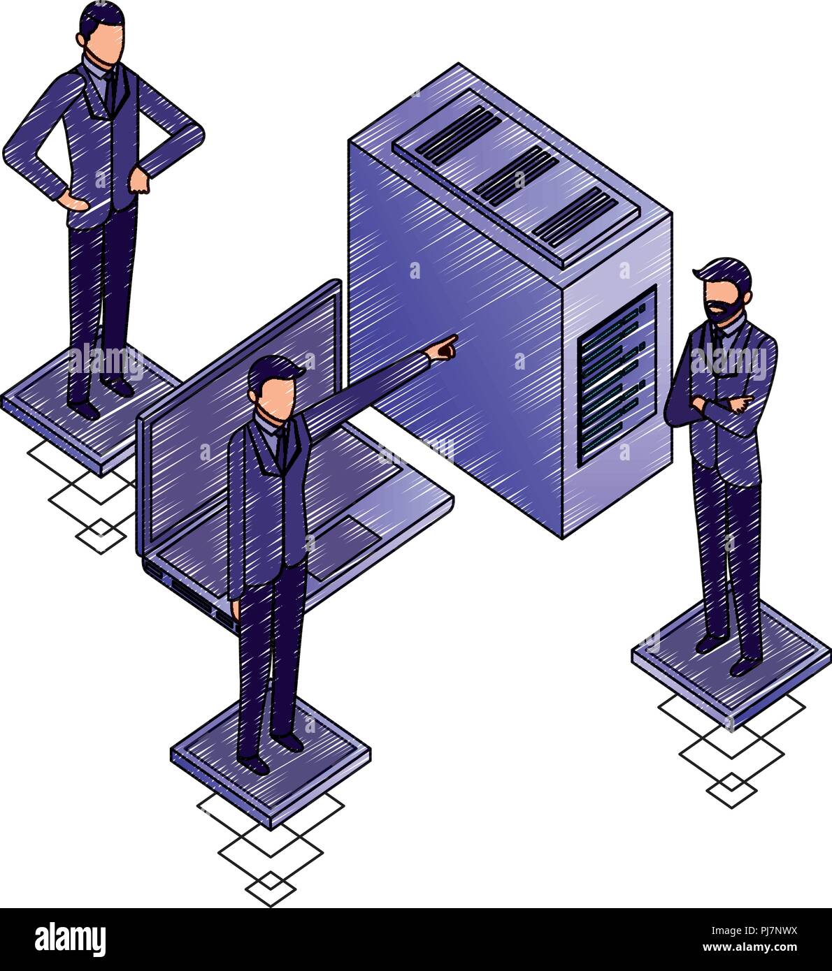 data network businessman dataserver computer vector illustration Stock ...