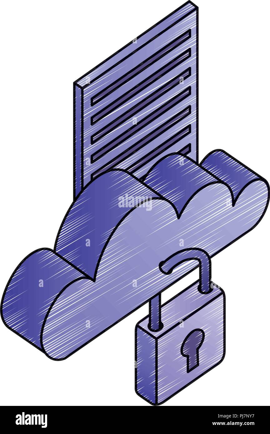 Cloud Computing Storage Data Security Vector Illustration Stock Vector