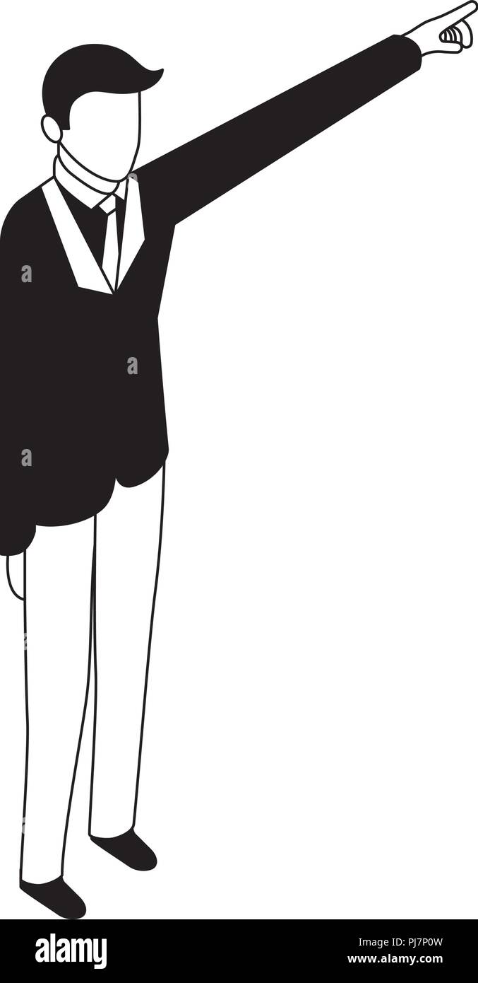 elegant businessman with hand up vector illustration design Stock ...