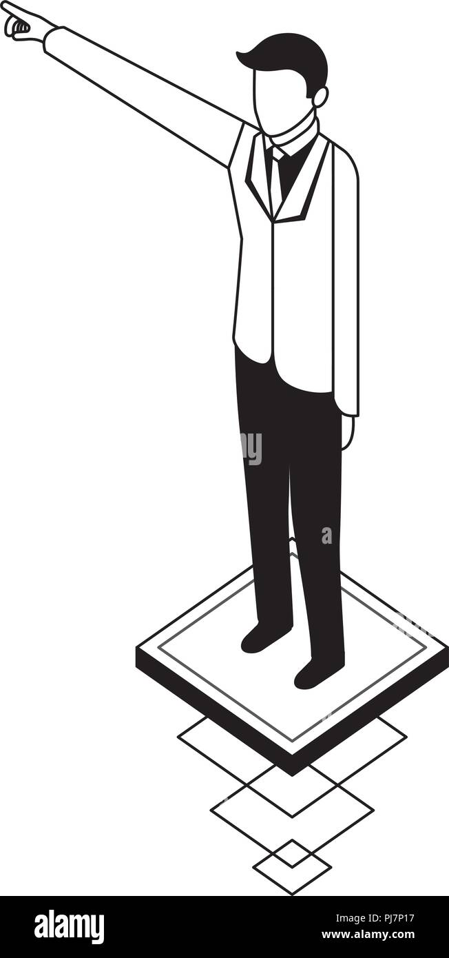 elegant businessman with hand up vector illustration design Stock ...