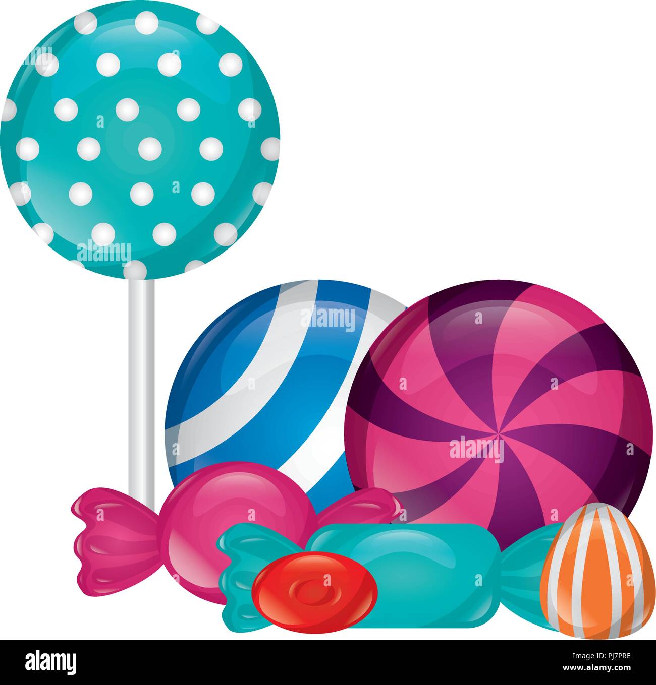 sweet candies lollipops caramels gummy vector illustration Stock Vector ...